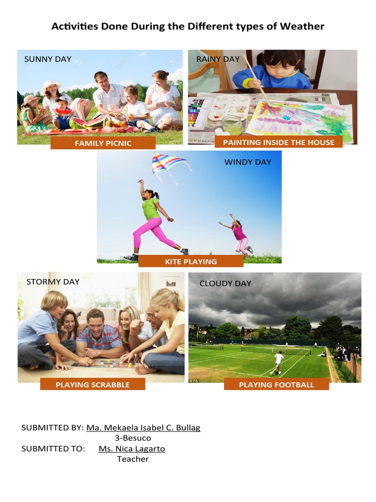 Activities Done During The Different Types of Weather: Rainy Day Sunny ...