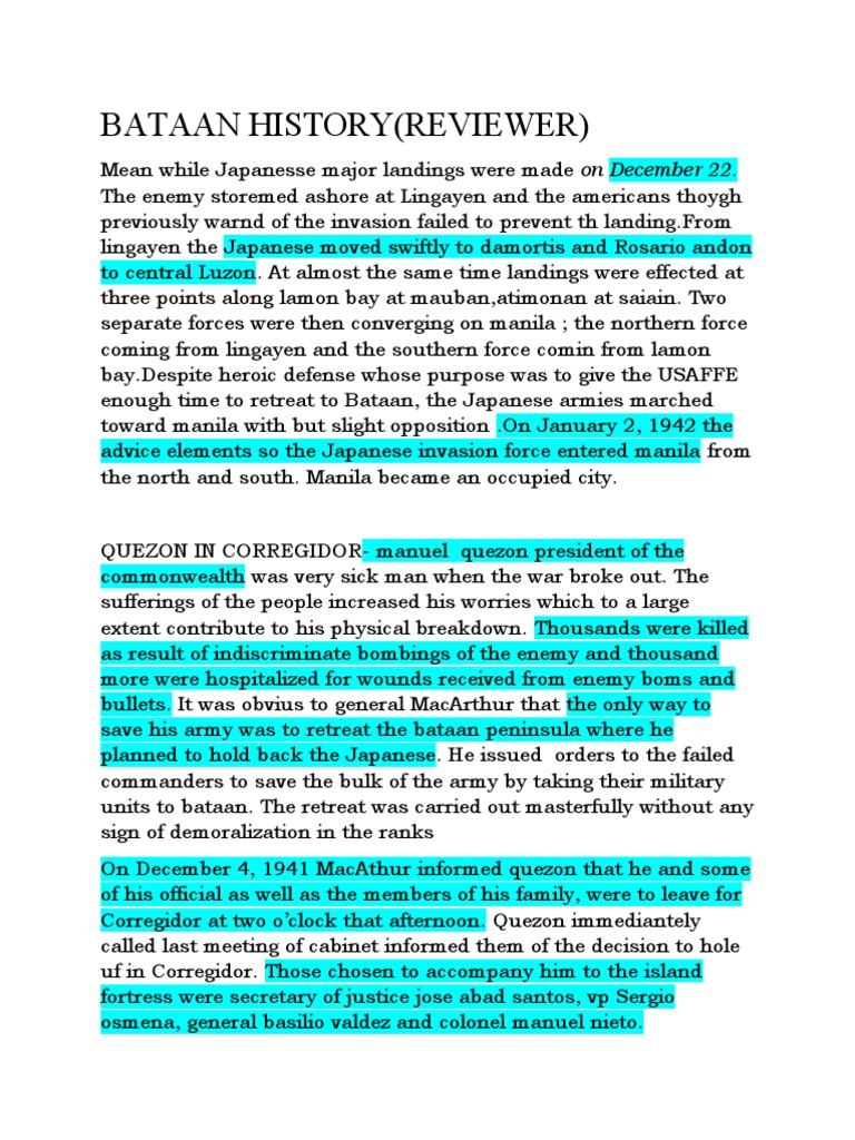 Bataan History | PDF