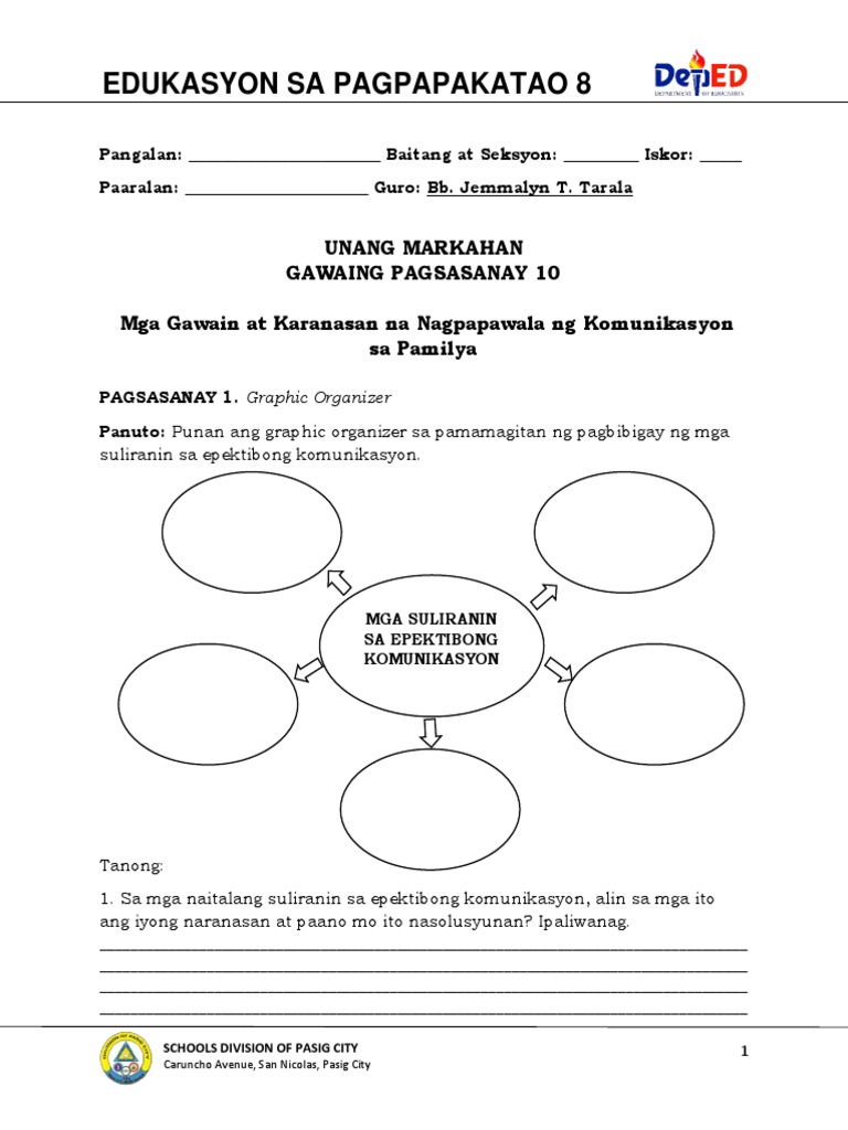 EsP-8 - Q1-G.Pagsasanay-10 | PDF
