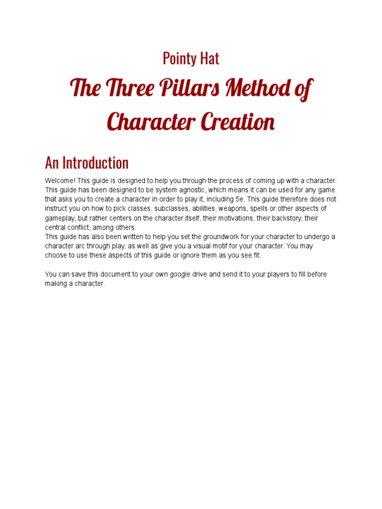 Pointy Hat - Character Creation Guide | PDF