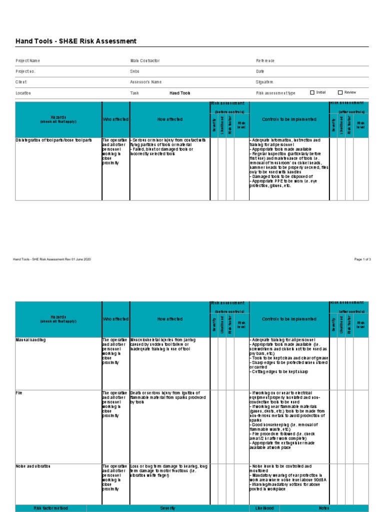 Hand Tool Safety for Contractors | PDF | Risk Assessment | Risk