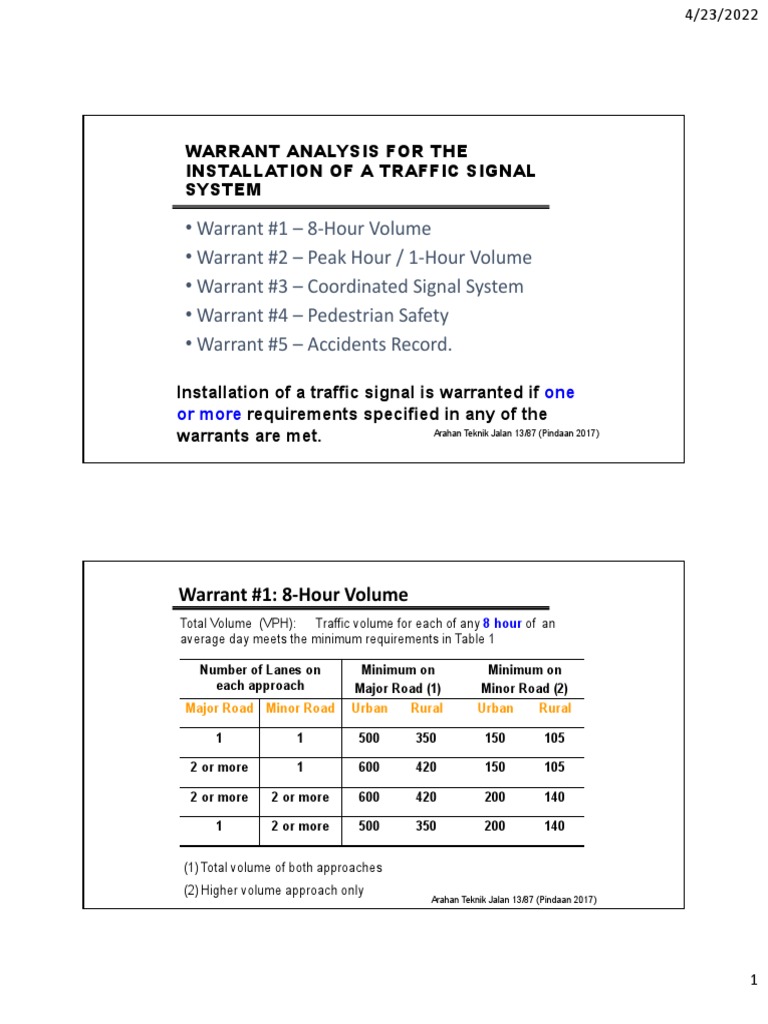 Traffic Signal Warrant Analysis | PDF | Traffic | Traffic Light