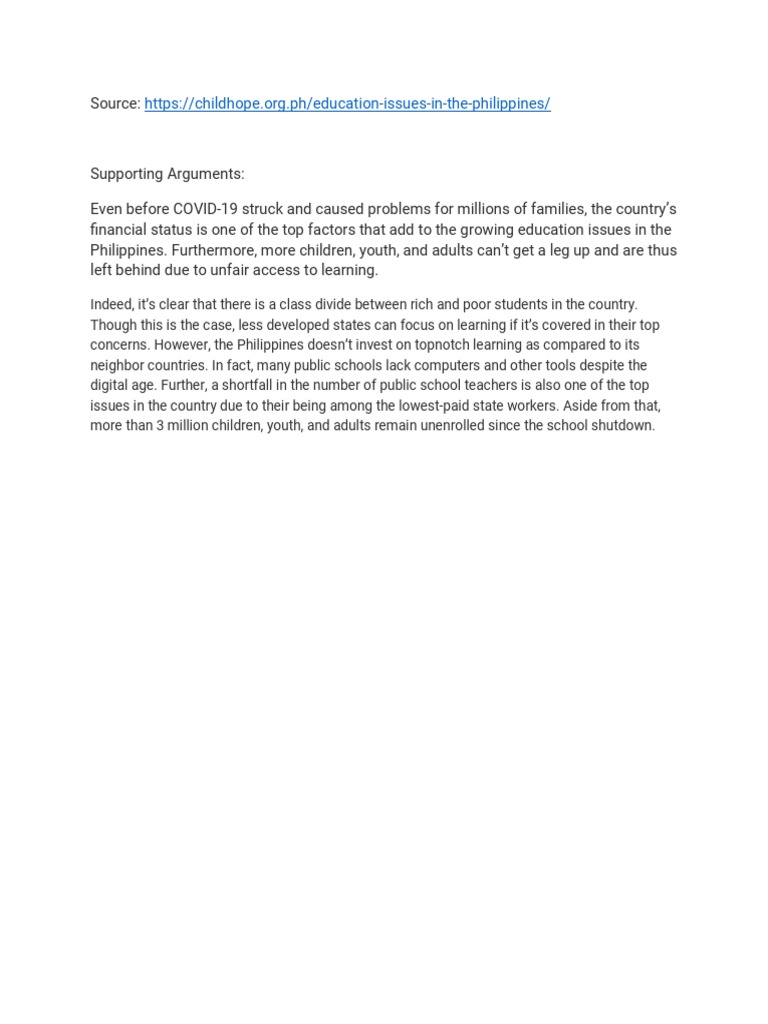 Supporting Arguments | PDF