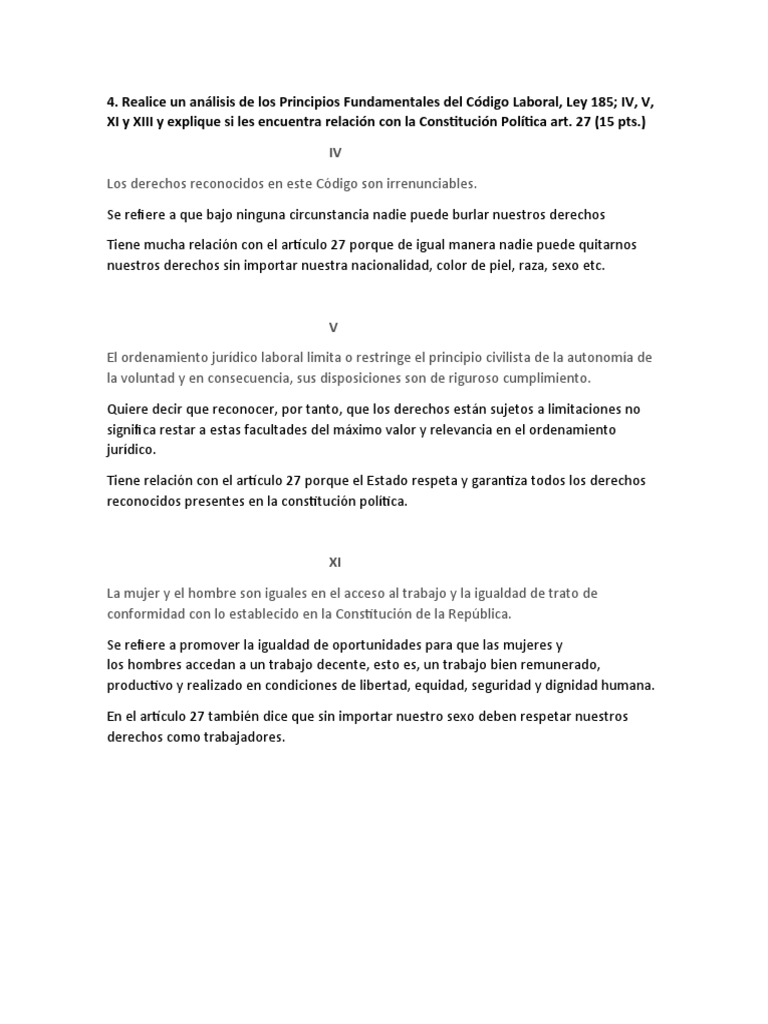 Análisis de Principios Fundamentales Del Código Laboral | PDF