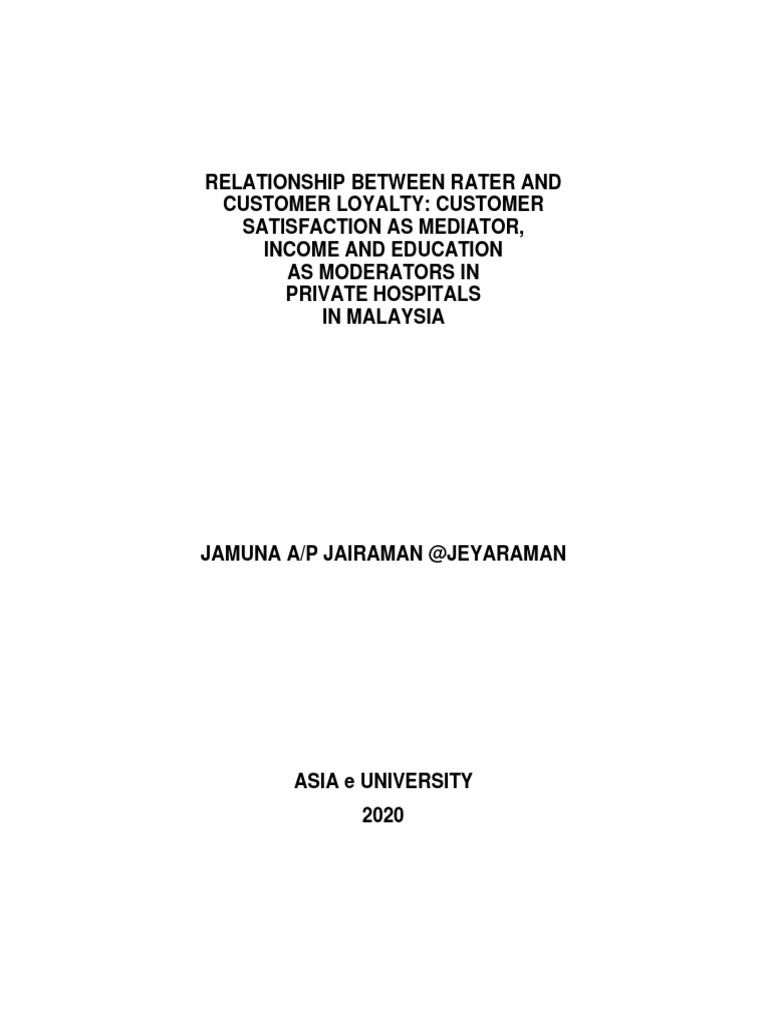 AeU - Jamuna Jairaman M70207130007 122020-1-25 | PDF | Health Care | Customer Satisfaction