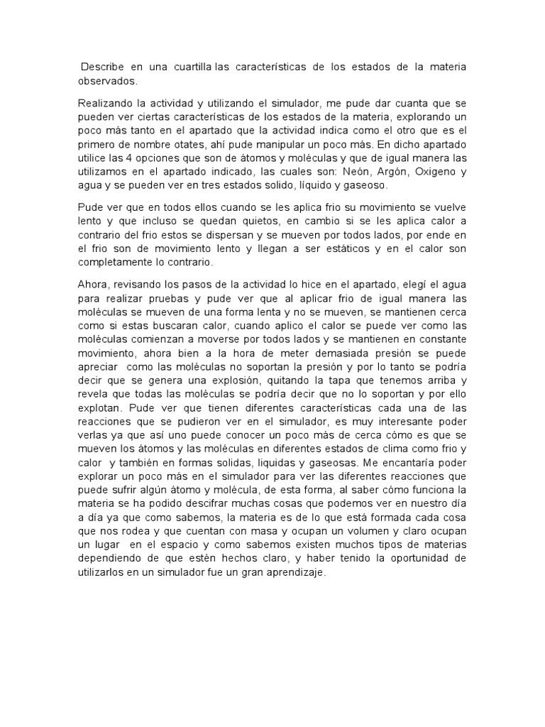 Describe en Una Cuartilla | PDF | Importar | Calor