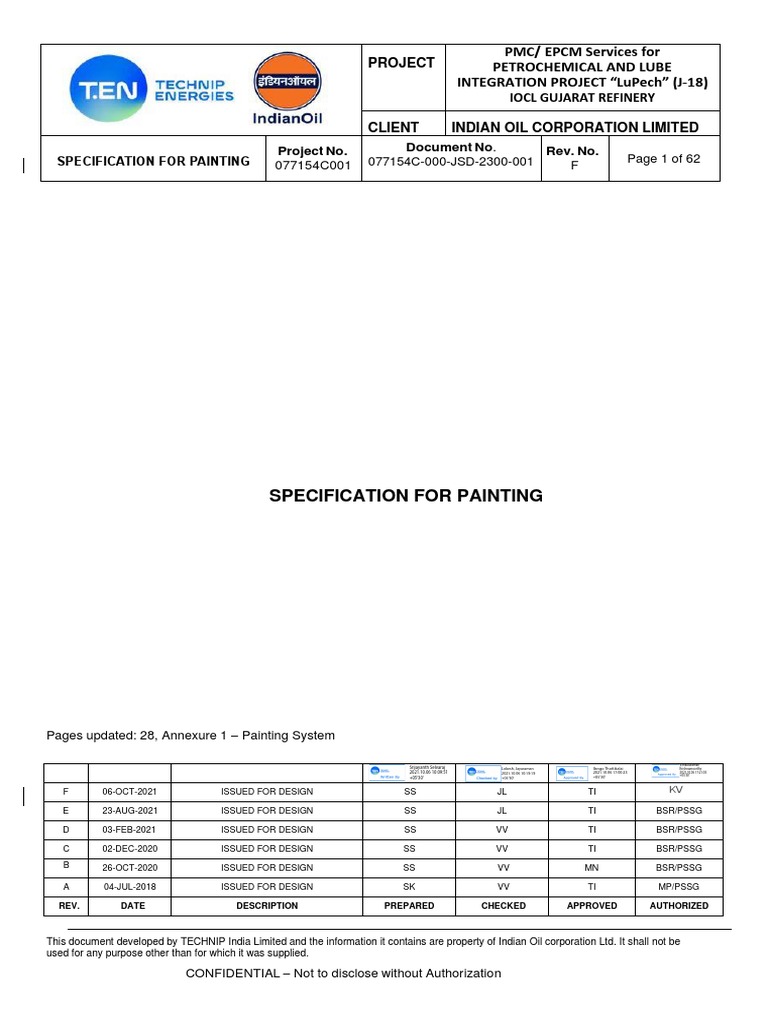 Specification for Painting Systems for Petrochemical and Lube ...