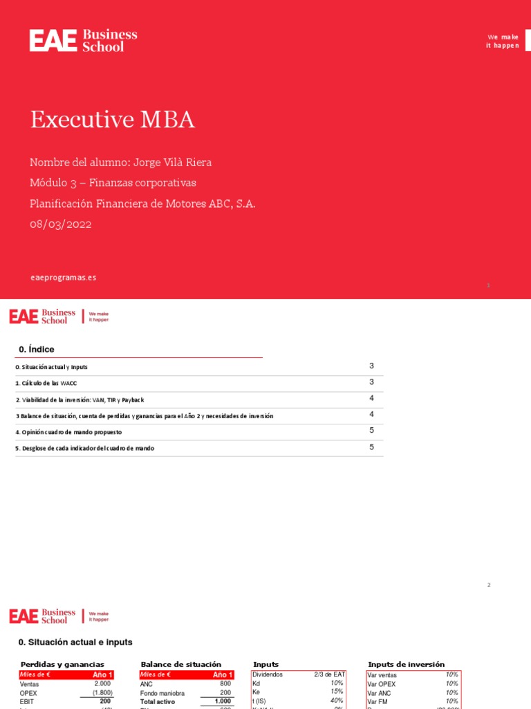 Caso Planificacion de Motores Abc Eae | PDF | Rentabilidad sobre recursos propios | La ...