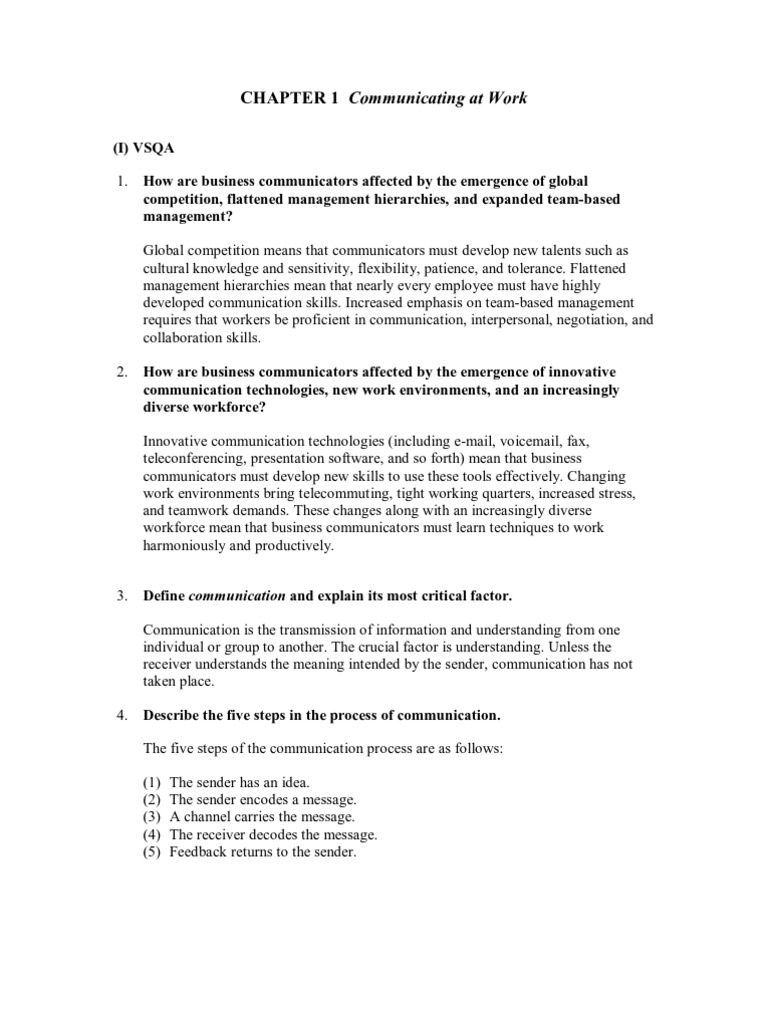 CHAPTER 1 Communicating at Work | PDF