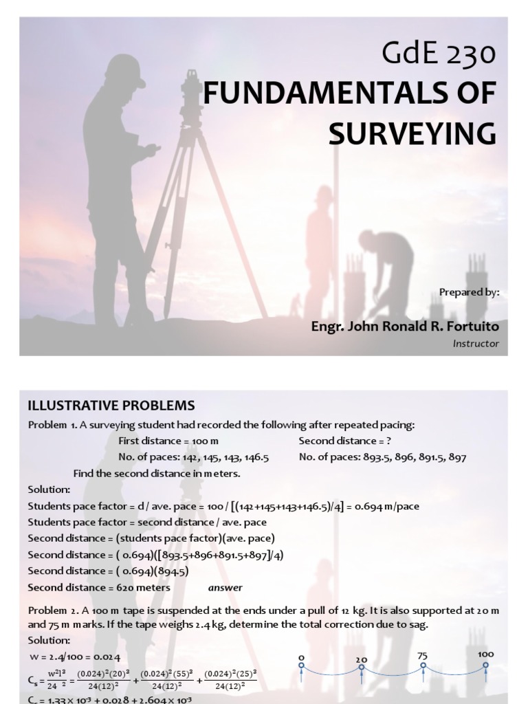 Fundamentals of Surveying Correction On Taping Sample Problems | PDF ...