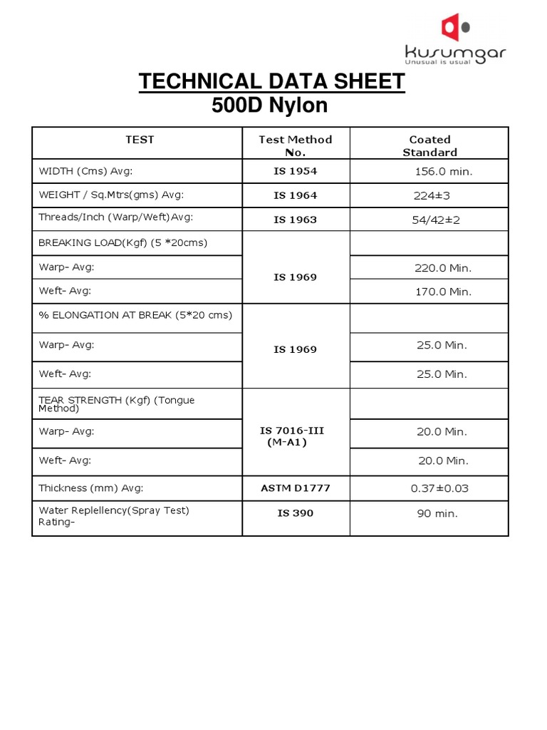 500d Nylon Tds | PDF