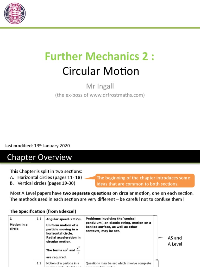 FM2 Chp1 Circular Motion v200111 | PDF | Acceleration | Force