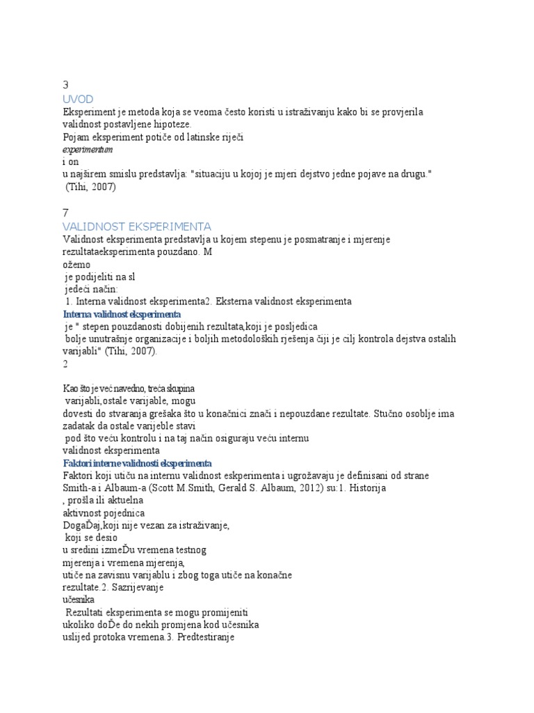 Eksterna Validnost Na Eksperiment | PDF