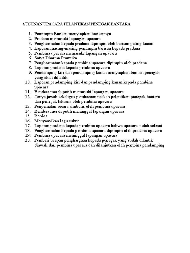 Susunan Upacara Pelantikan Penegak Bantara | PDF