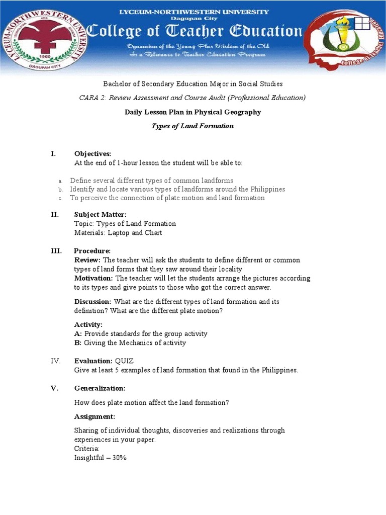 Physical Geography Lesson Plan | PDF