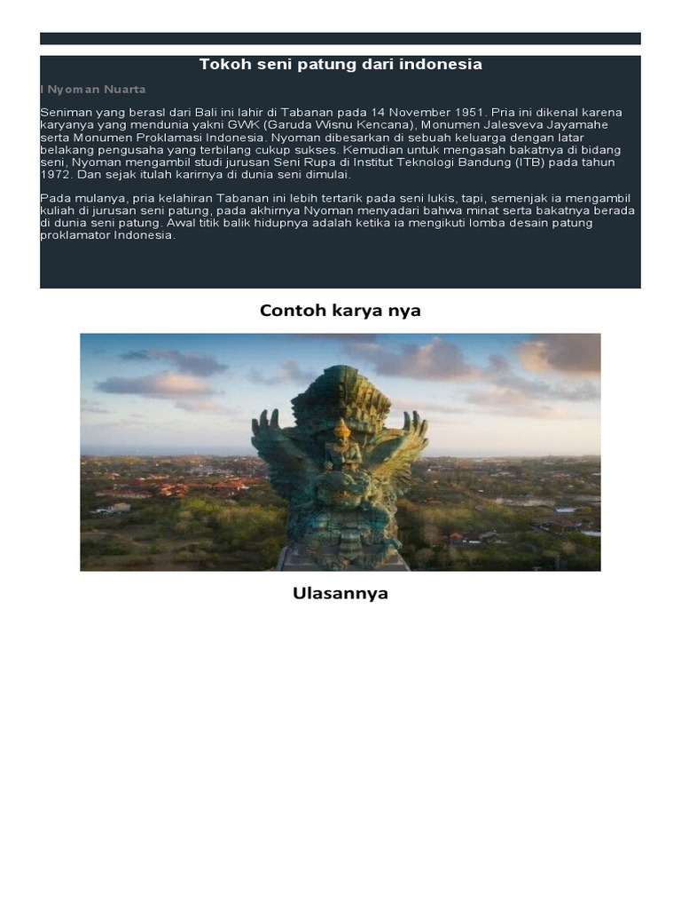 Tokoh Seni Patung Dari Indonesia | PDF