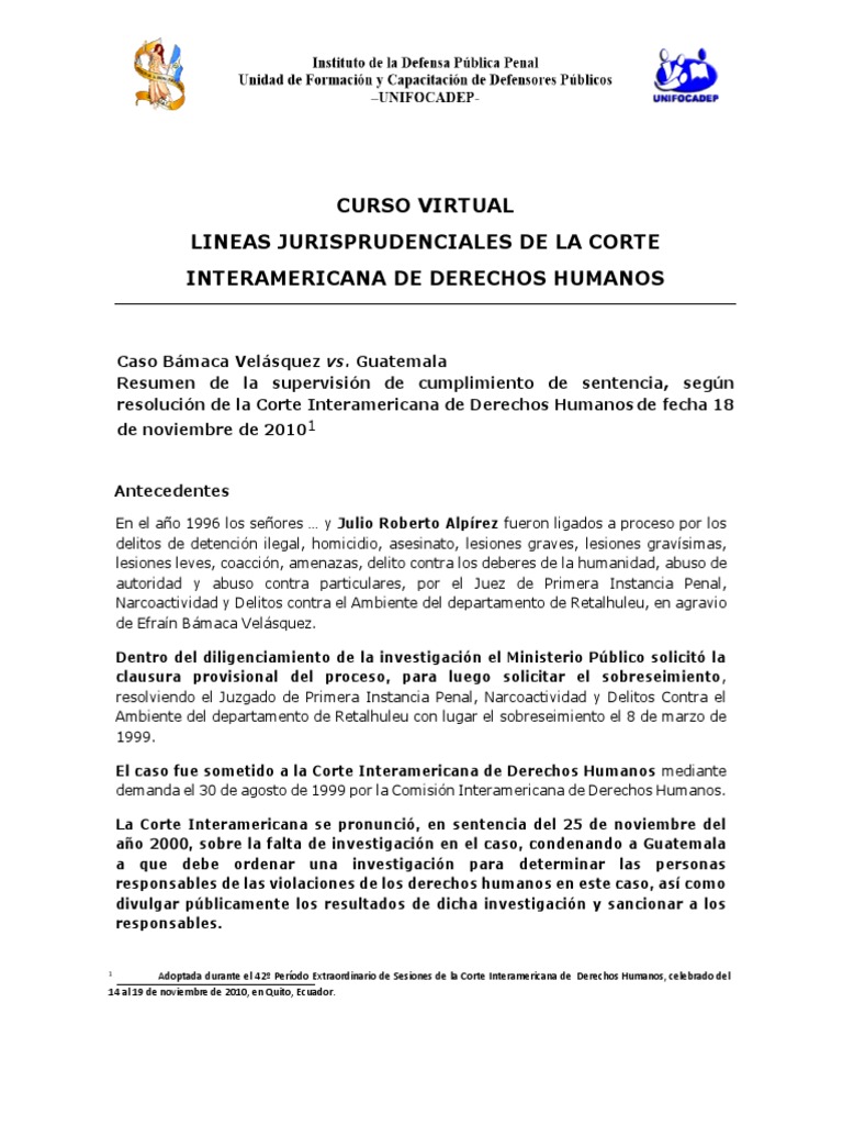 Jurisprudencia Corte IDH: Caso Bámaca | PDF | Res Judicata | Sentencia ...