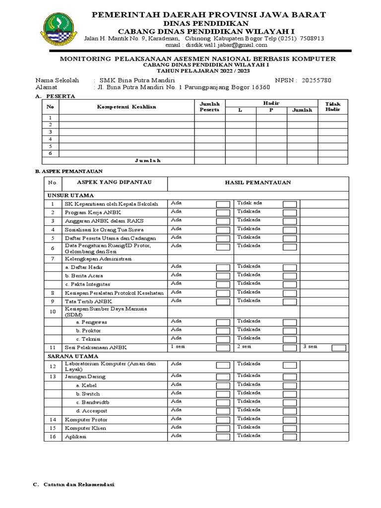 Instrumen Monev ANBK 2022 | PDF | Teknologi & Rekayasa