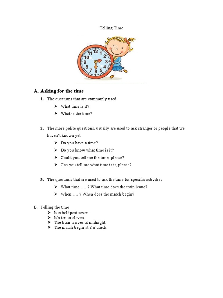 Soal Latihan Telling the Time | PDF | Human–Computer Interaction ...