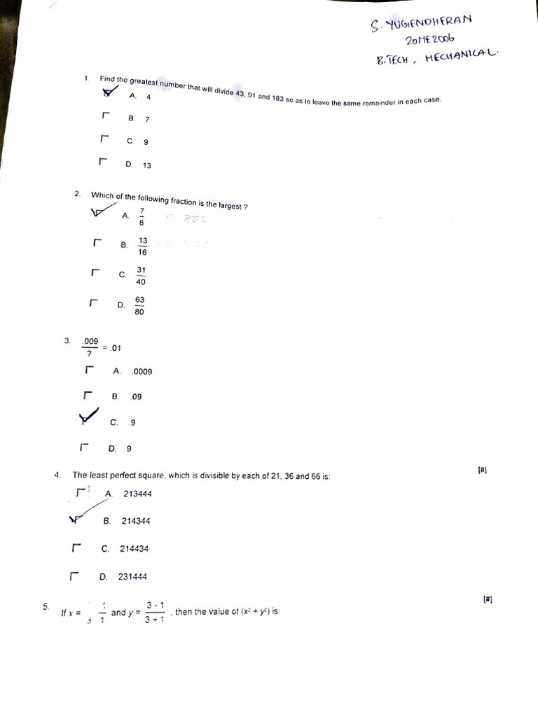 Math Problem Solving Quiz | PDF | Interest | Speed