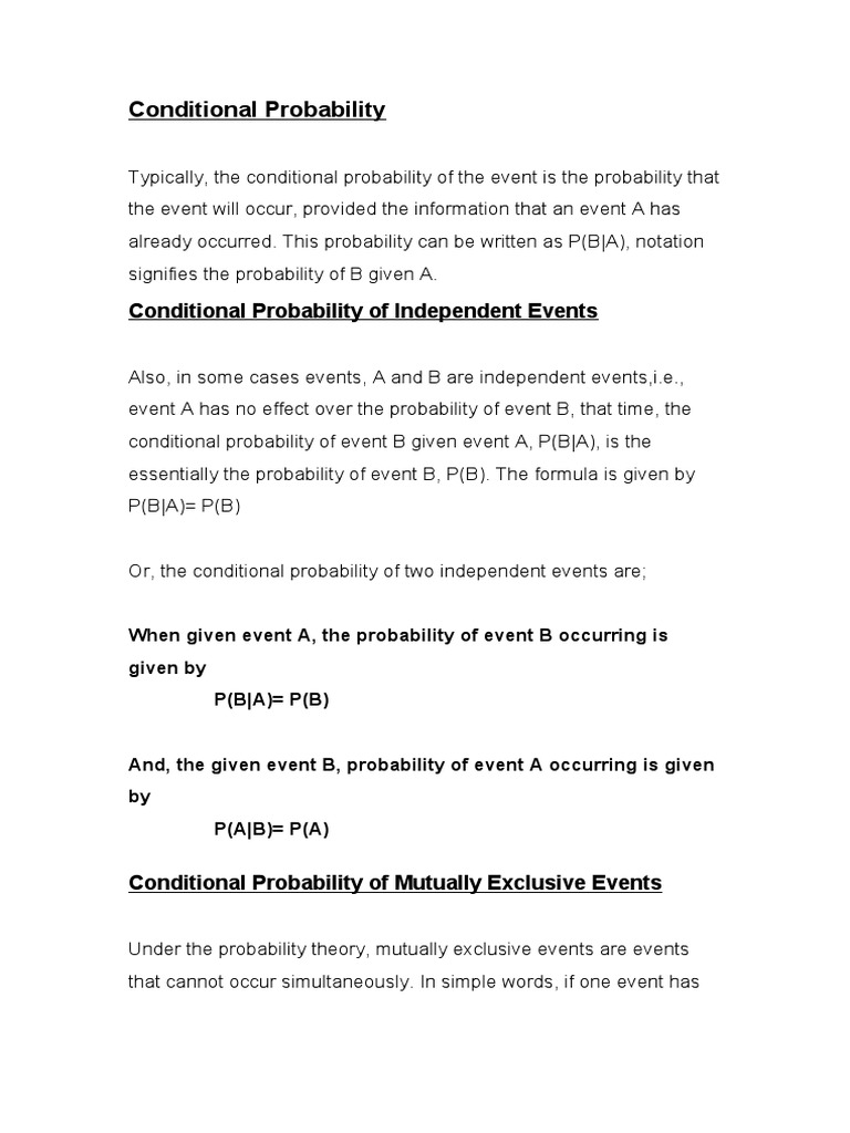Conditional Probability | PDF | Probability | Mathematics