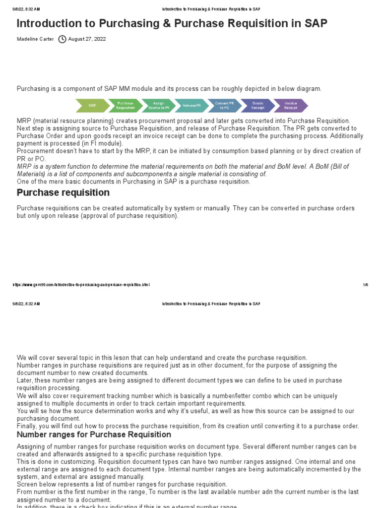 8 Introduction To Purchasing & Purchase Requisition in SAP | PDF ...
