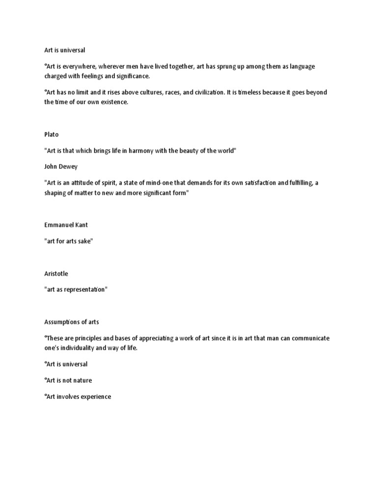 A Comprehensive Overview of the Universal Nature of Art, Its ...