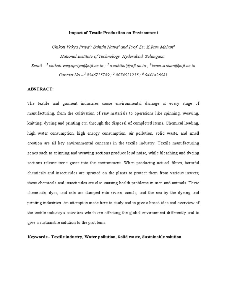 Environmental Impact of Textile Production | PDF | Textiles | Textile ...