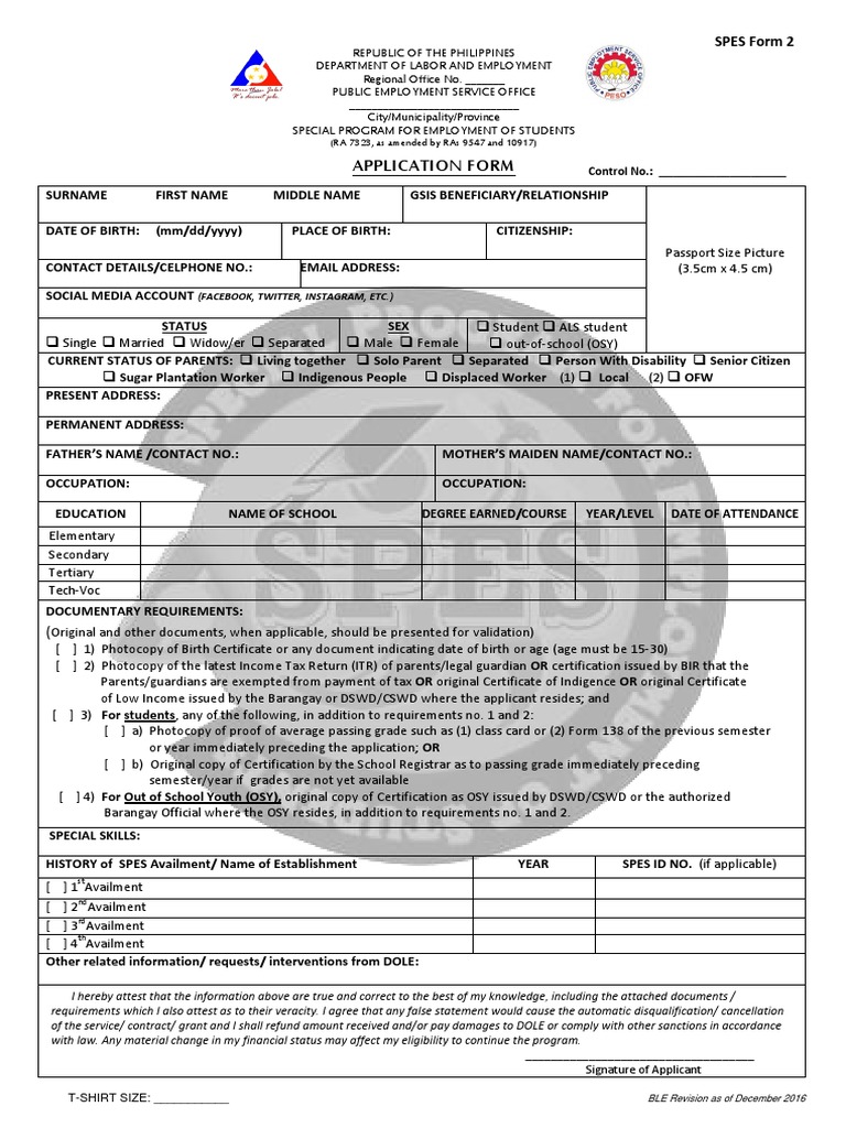 Spes Form 2 | PDF | Government