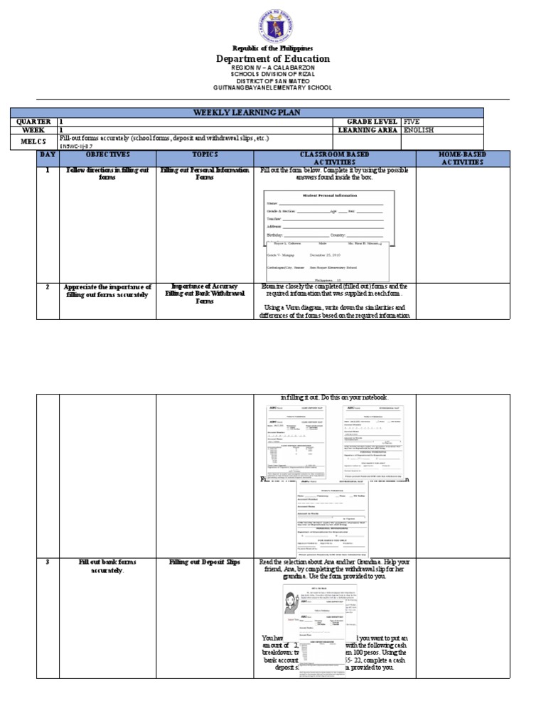 English WLP Q1 W1 | PDF | Behavior Modification | Cognitive Science