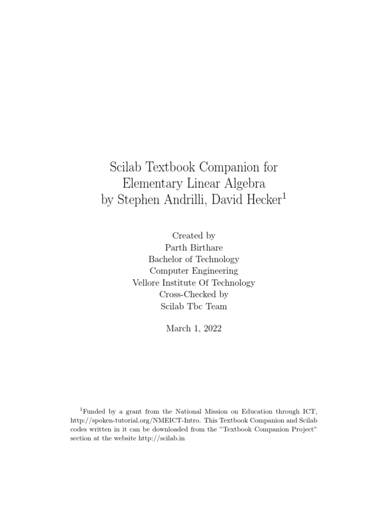 Elementary Linear Algebra - Stephen Andrilli, David Hecker | PDF | Determinant | Linear Algebra