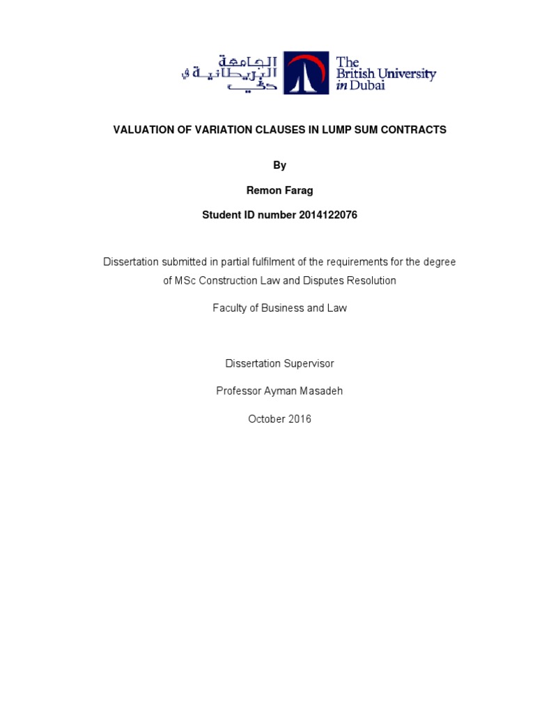 Valuation of Variation Clauses in Lump Sum Contracts | PDF ...