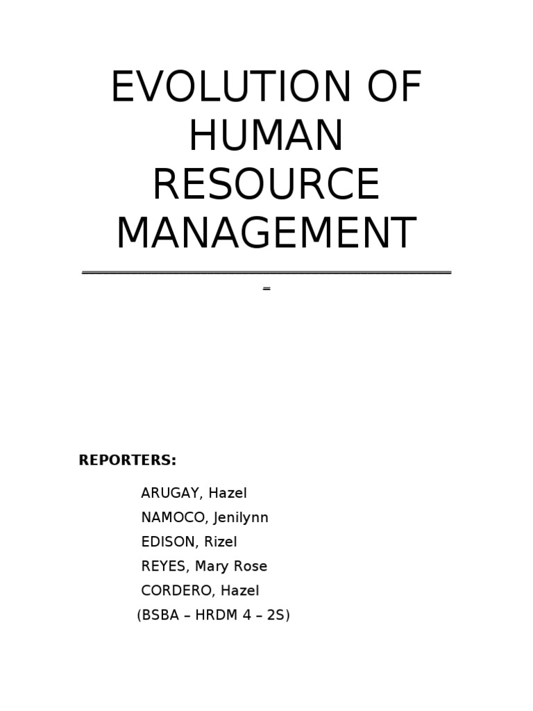 Evolution of Human Resource Management | PDF | Guild | Human Resource ...