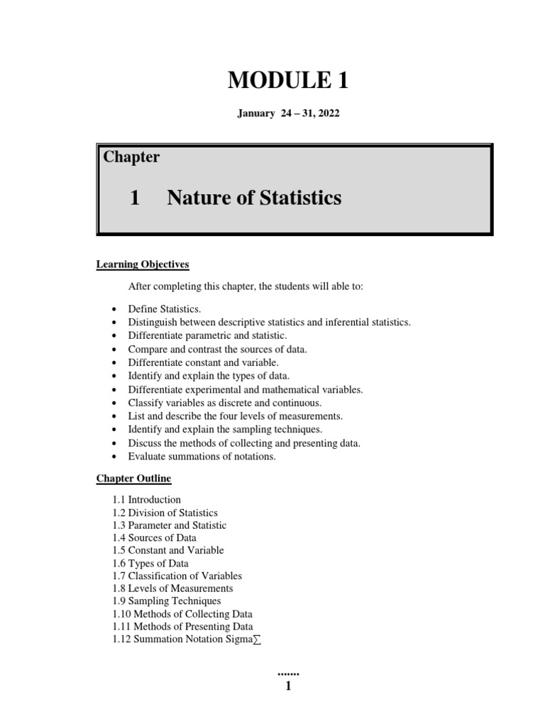 chapter 1 - NATURE OF STATISTICS | PDF | Statistics | Sampling (Statistics)