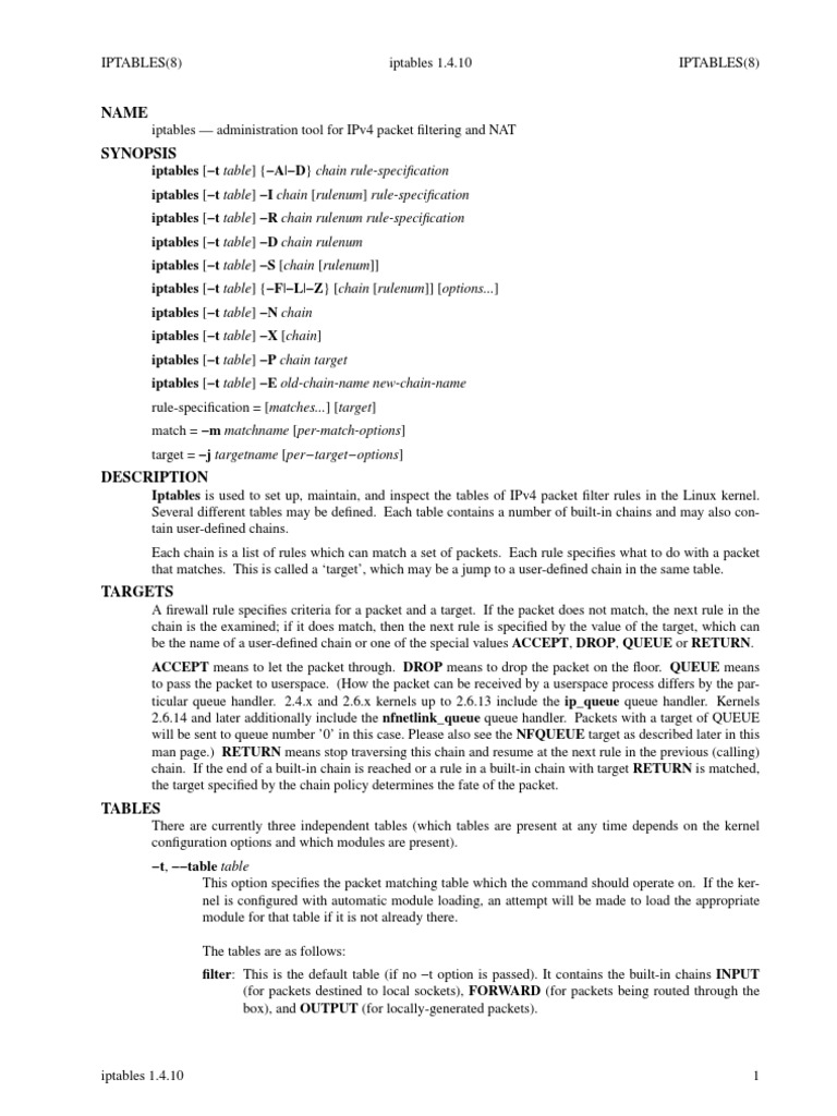 Iptables | PDF | Transmission Control Protocol | Port (Computer Networking)