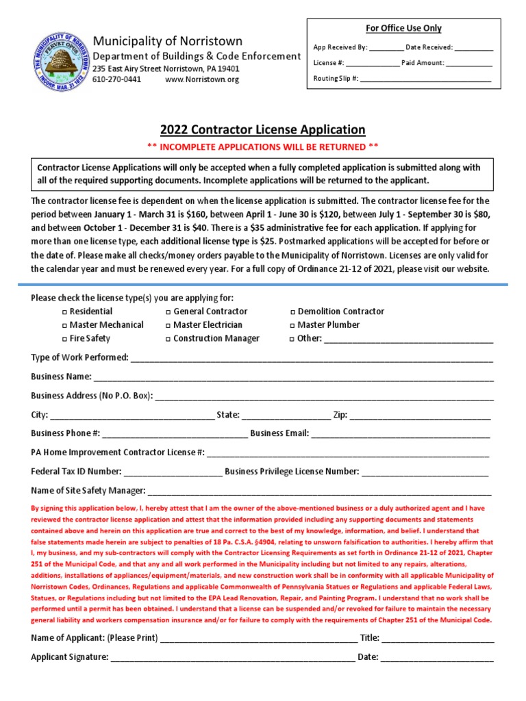 Contractor RegistrationLicensing Updated 2022 | PDF | Insurance ...