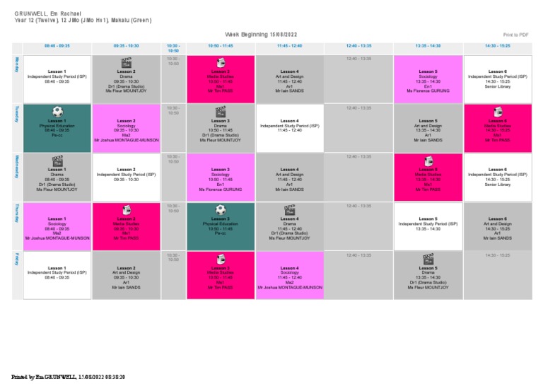 Timetable | PDF