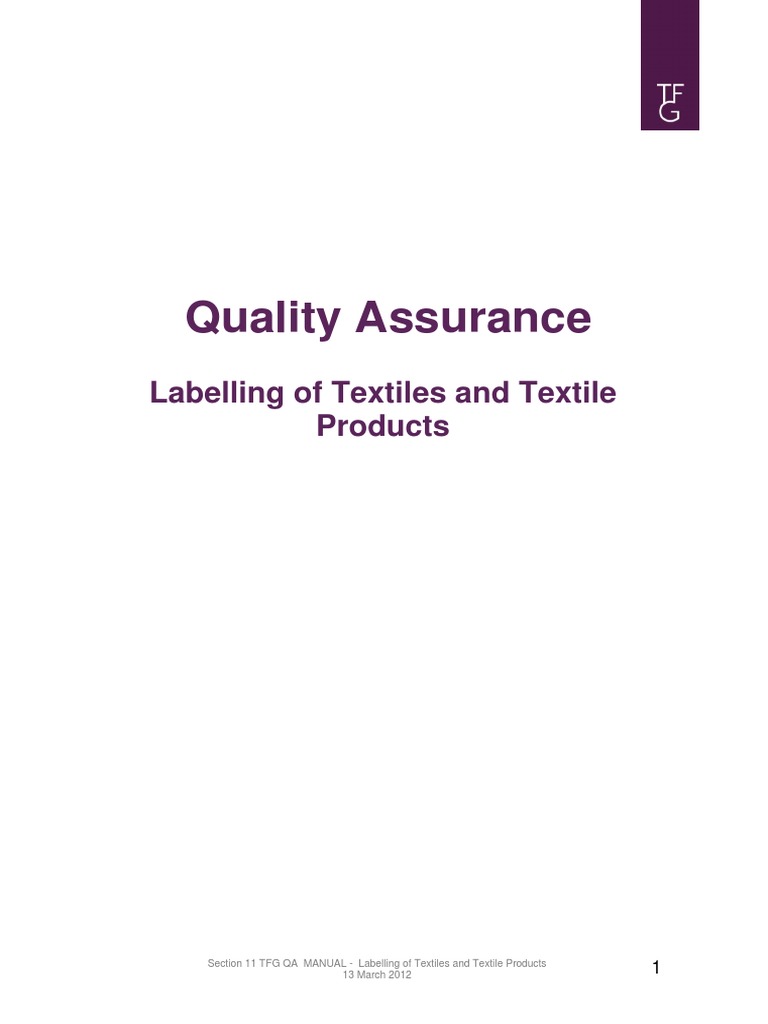 Section 11 TFG QA MANUAL - Labelling of Textiles and Textile Products ...