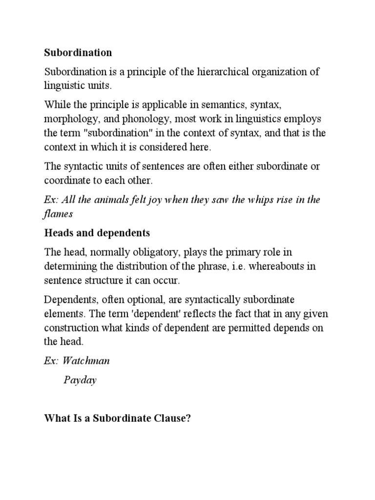 Subordination | PDF | Clause | Syntax