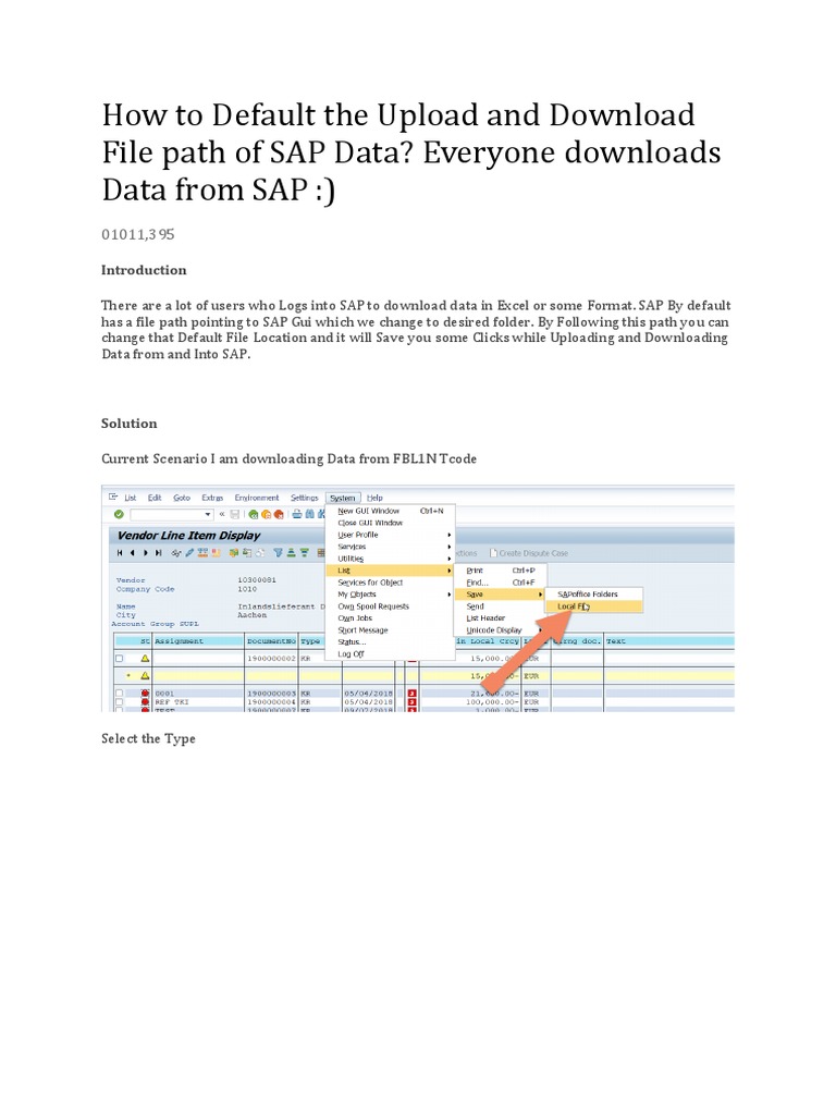 How To Default The Upload and Download File Path of SAP | PDF | Computers