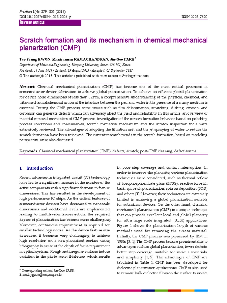 Scratch Formation and Its Mechanism in Chemical Mechanical ...
