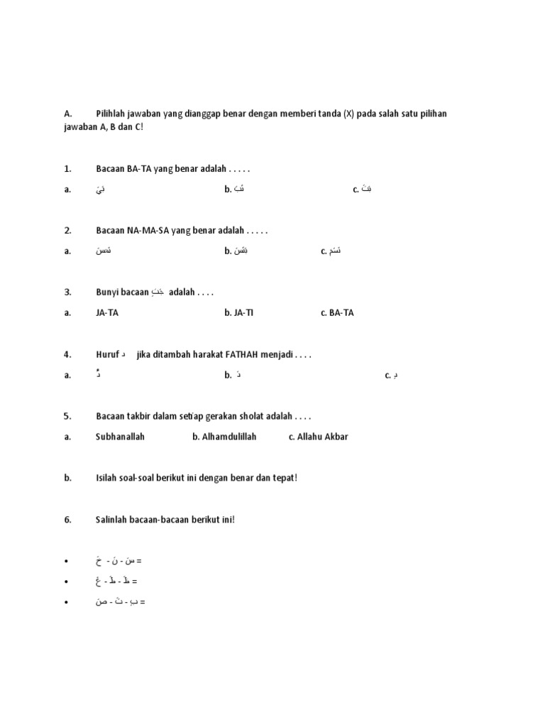 Bta Kelas 1 Pta | PDF