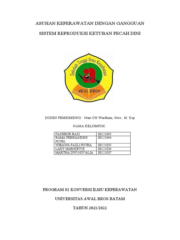 Asuhan Keperawatan Sistem Reproduksi Ketuban Pecah Dini | PDF | Pengembangan Diri | Kesehatan ...