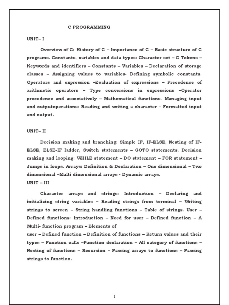 C Programming Full Pdf Subroutine C Programming Language 2077