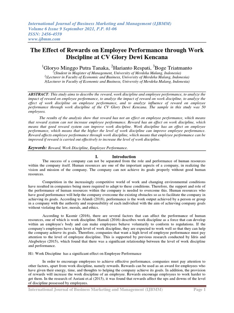 The Effect of Rewards On Employee Performance Through Work Discipline ...