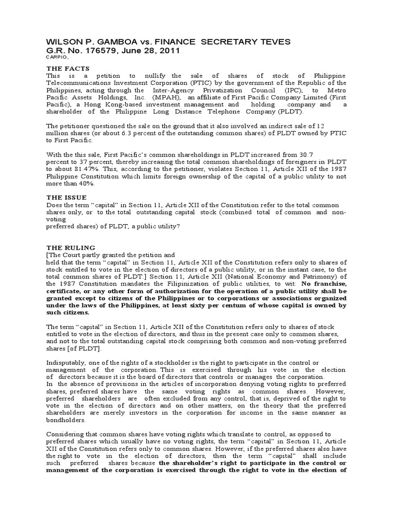Wilson P. Gamboa vs. Finance Secretary Teves G.R. No. 176579, June 28 ...