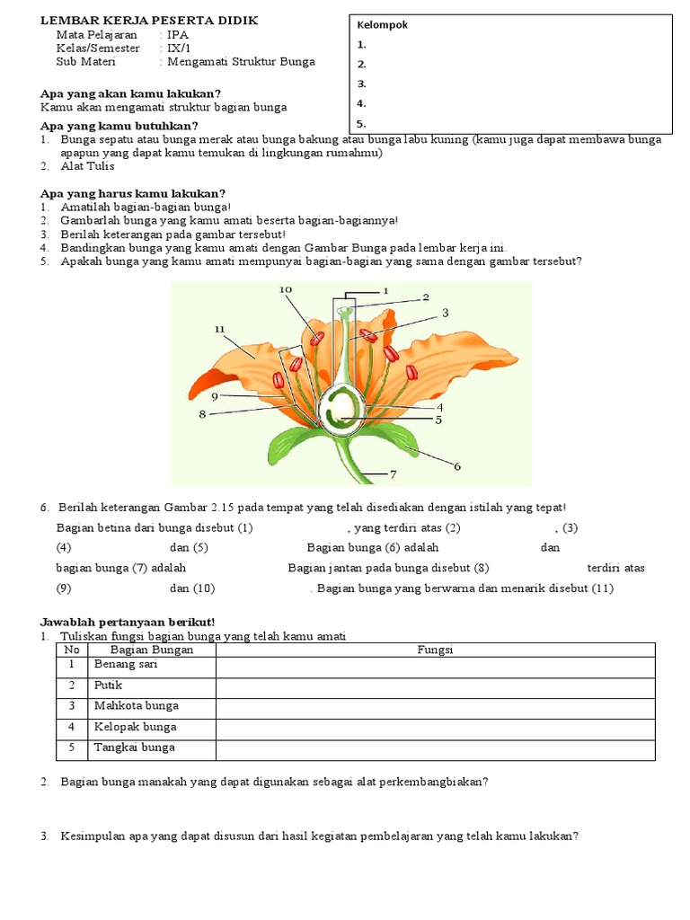 LKPD 2.2 Bagian Bunga | PDF