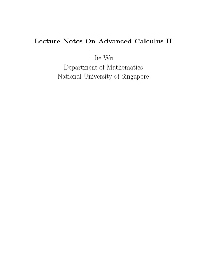Advanced Calculus Lecture Notes | PDF | Series (Mathematics) | Sequence