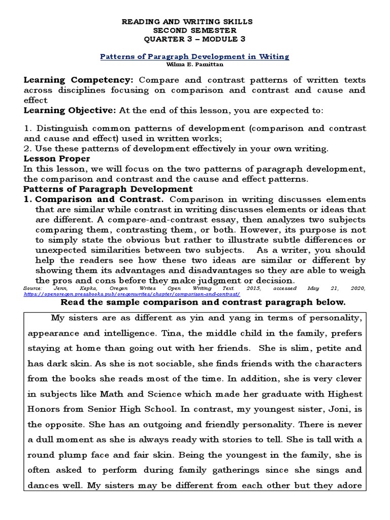English 11 - q1 - m3 - Comparison and Contrast and Cause and Effect ...