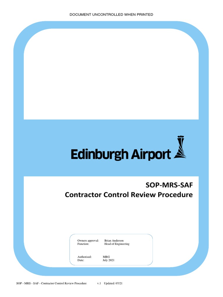 SOP-MRS-SAF Contractor Control Review Procedure v.1 | PDF | Airport ...